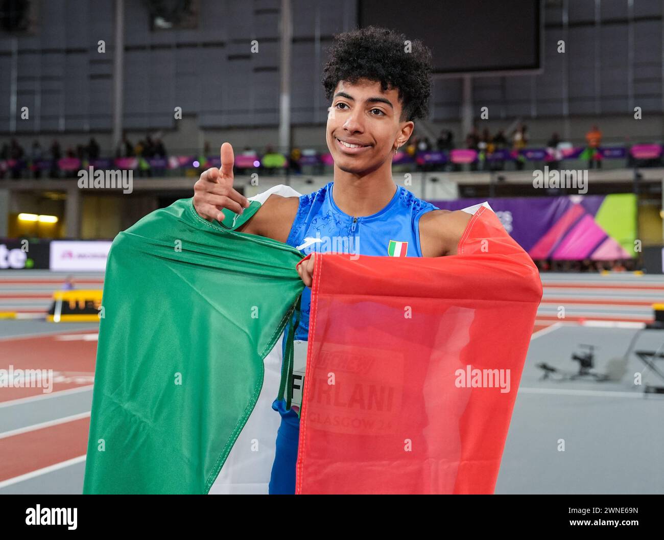Silver medalist Italy's Mattia Furlani after the Men's Long Jump Final ...