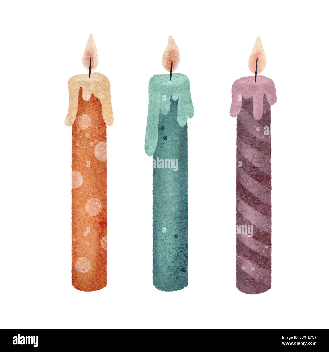 Burning Birth Cake Candles Set. Burn Birthday Pie Candles. Cupcake ...