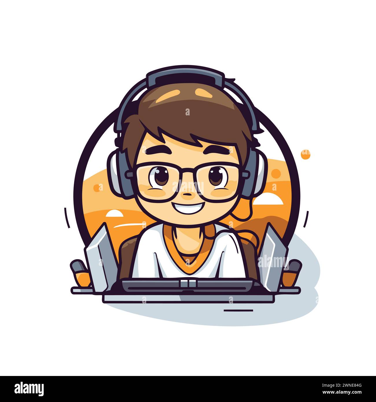 Man headphones learning Stock Vector Images - Alamy