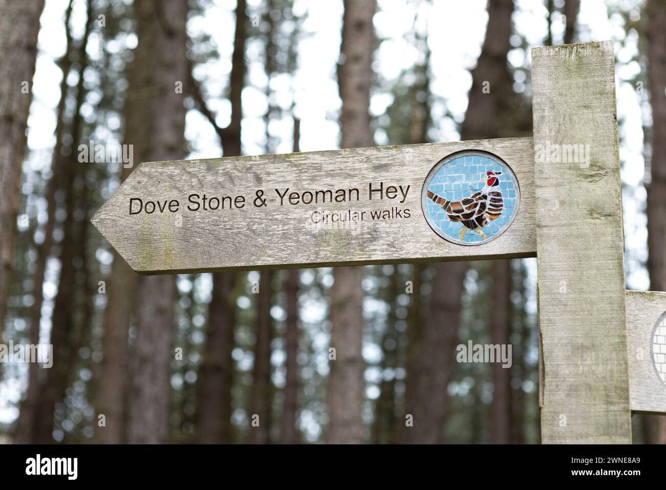 UK, Peak District National Park, Dove Stone reservoir signage Stock ...