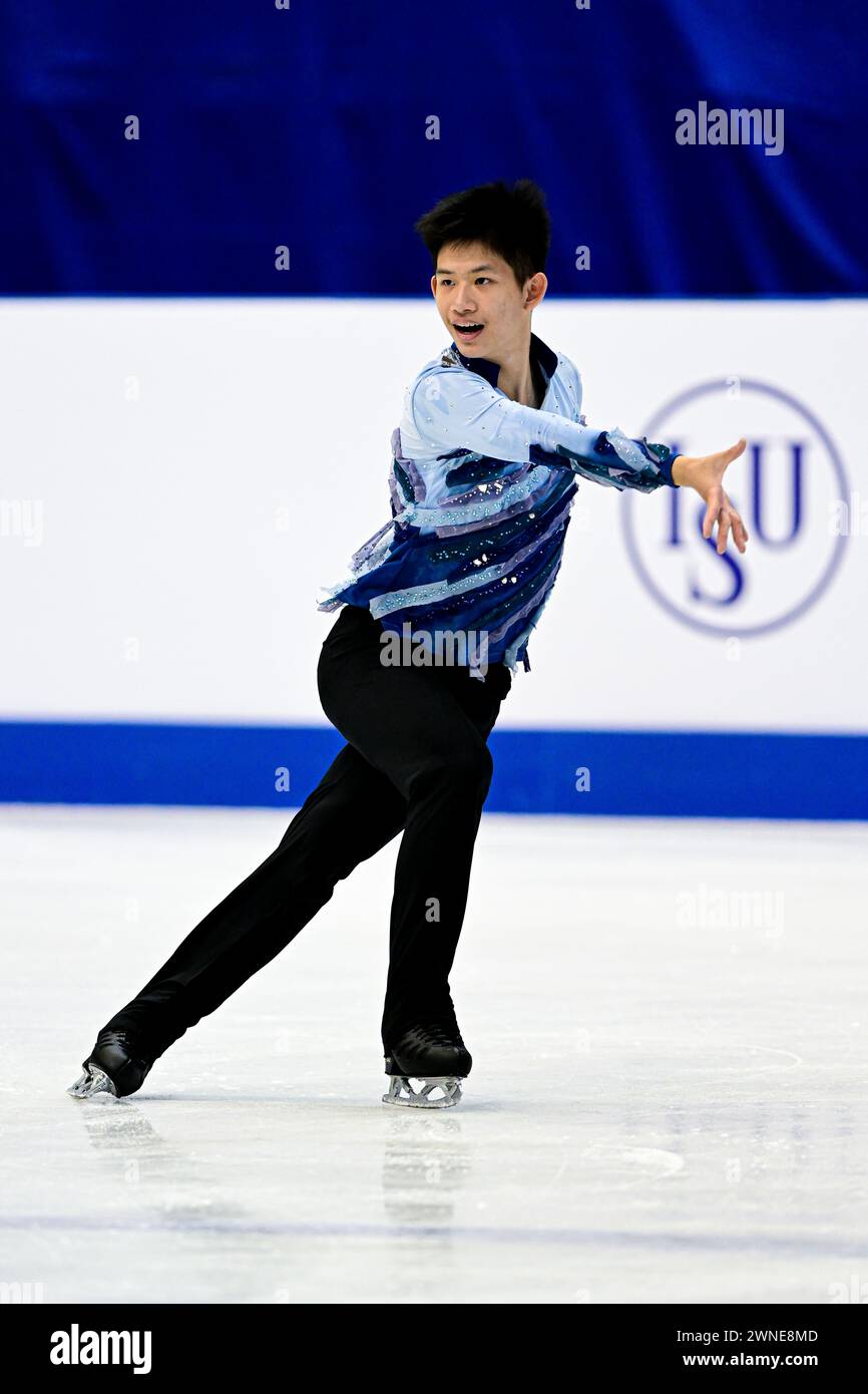 Yu-Hsiang LI (TPE), during Junior Men Free Skating, at the ISU World ...