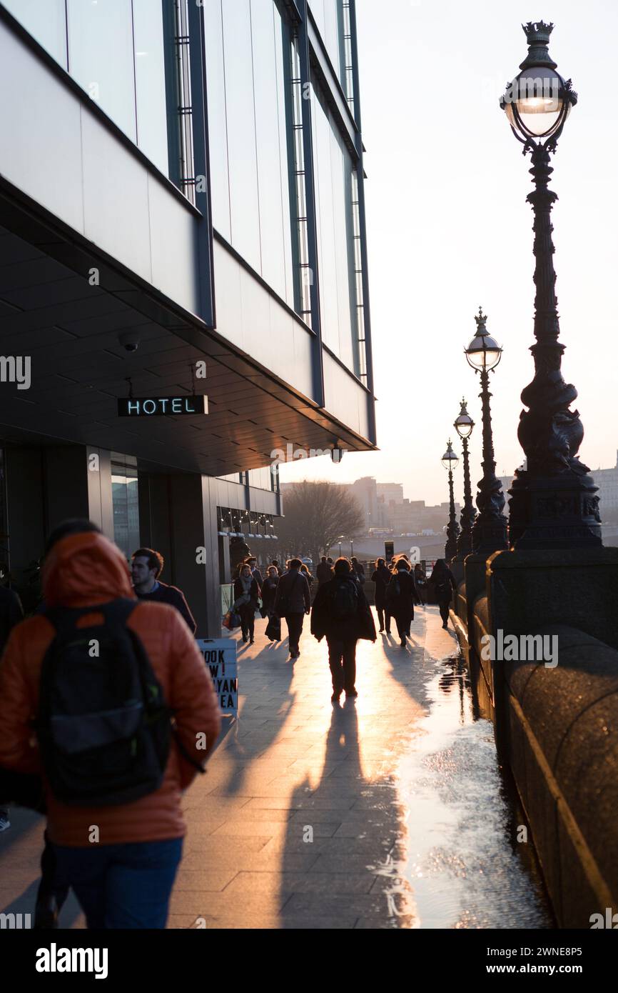 Southbank walkway/Thames path near Blackfriars, London, UK Stock Photo ...