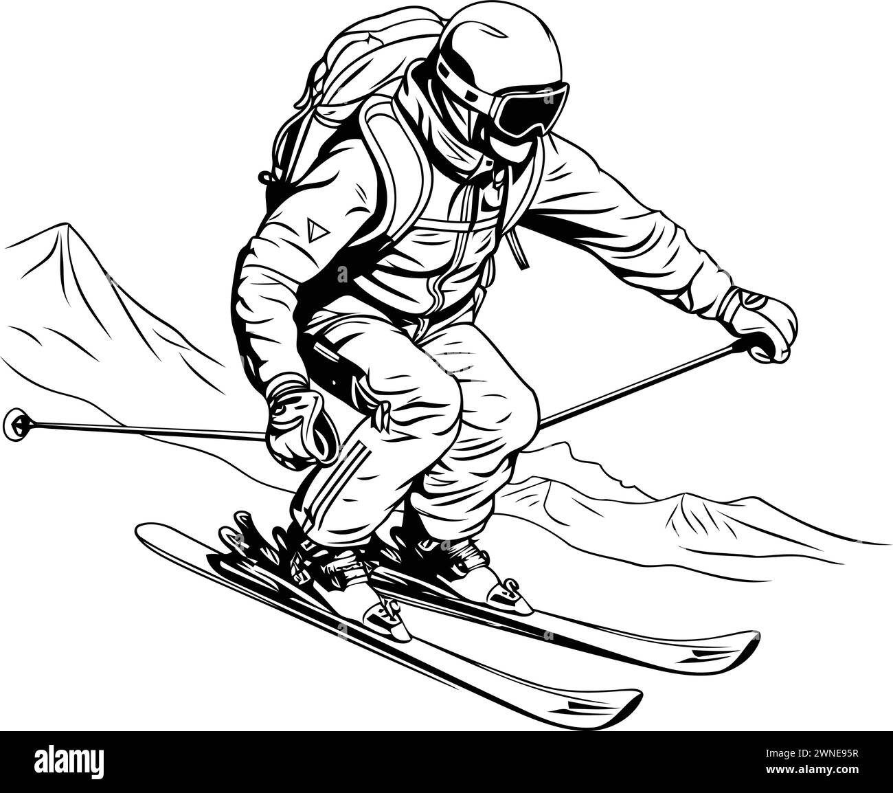 Black and white skier Cut Out Stock Images & Pictures - Alamy