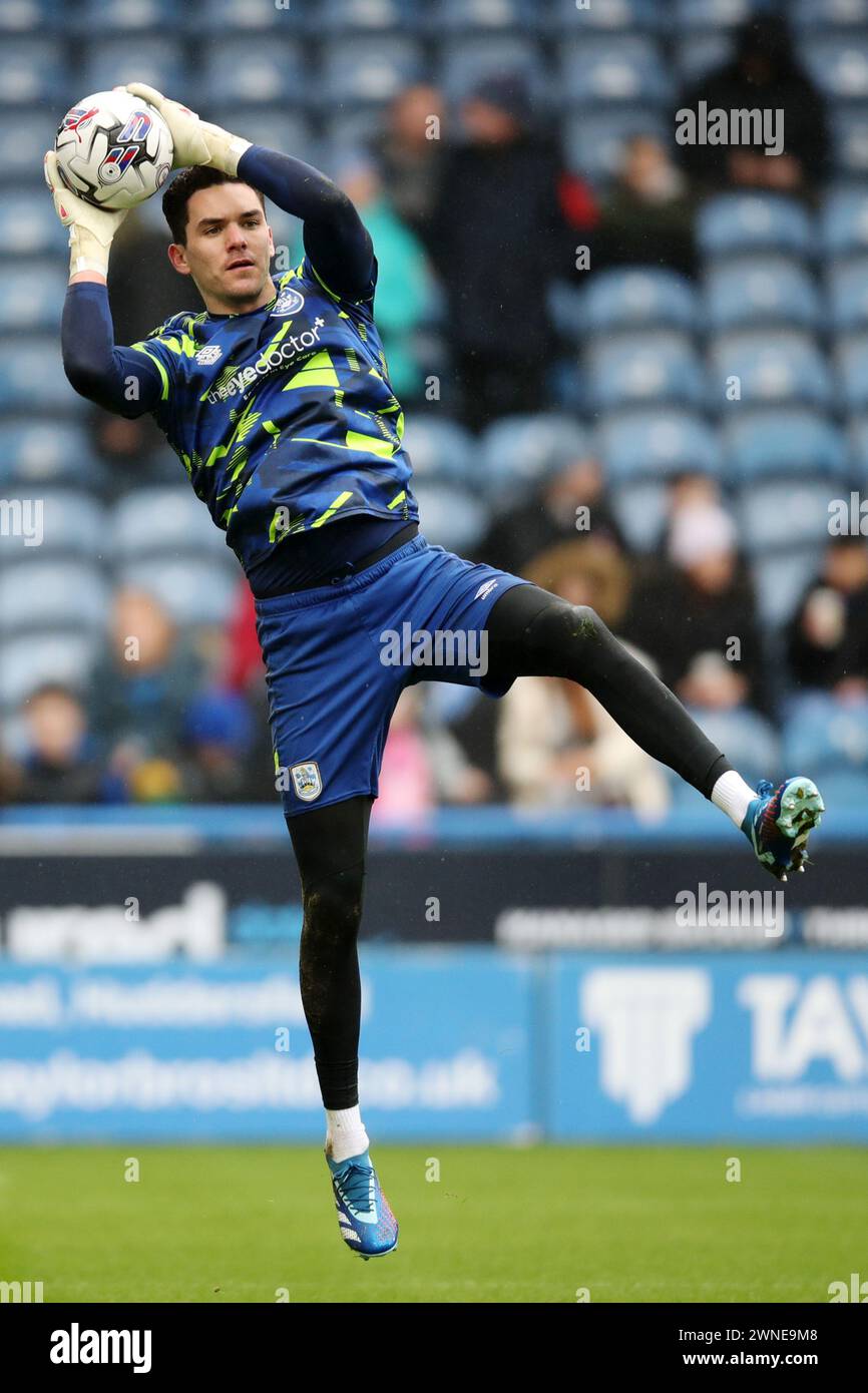 Huddersfield Town's Lee Nicholls warms up prior to the Sky Bet ...