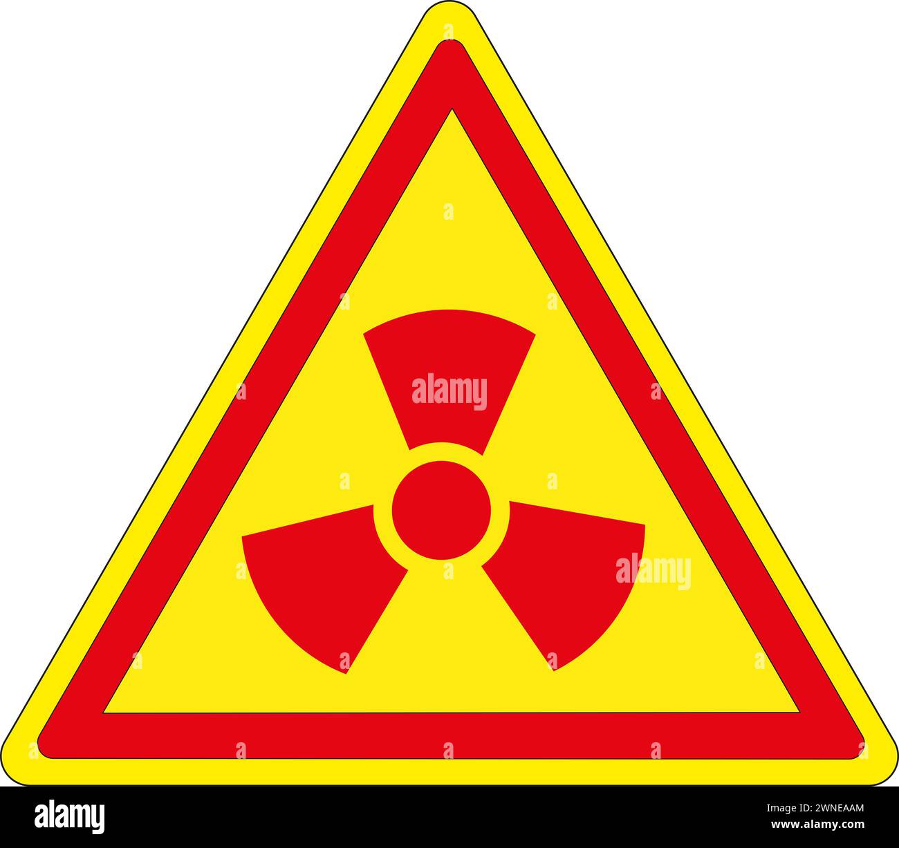 Triangular sign, yellow background, red frame: Radioactivity, radiation ...