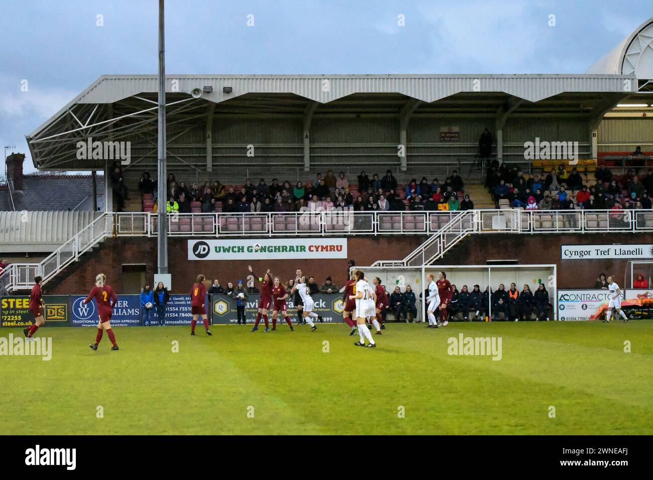 Llanelli, Wales. 5 April 2019. The crowd in the main stand watching the ...