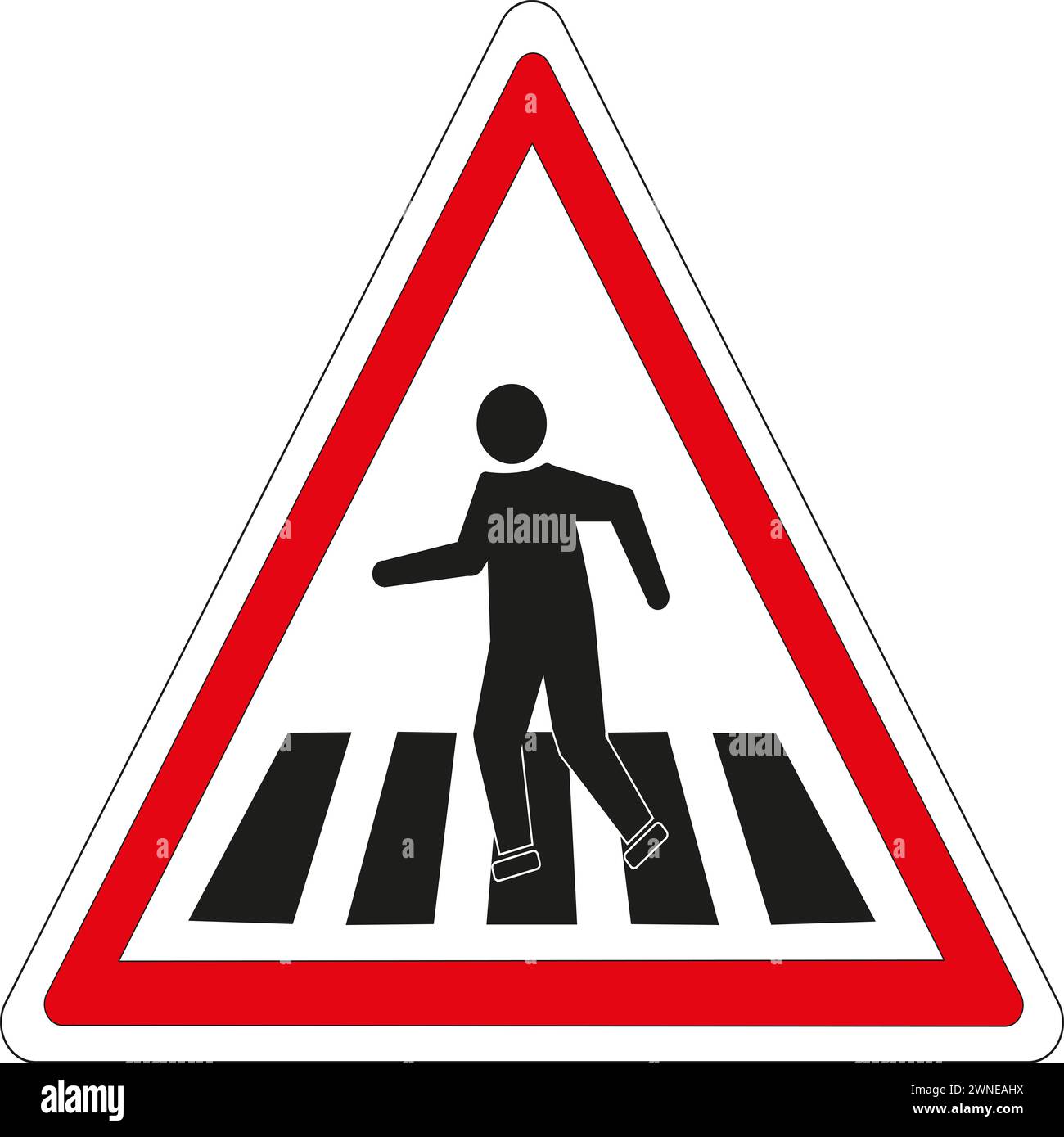 Triangular road sign with white background and red border: crosswalk ...