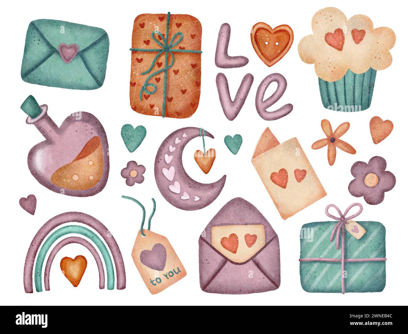 Valentines Day stickers collection. Decor for Valentine cards, letters ...
