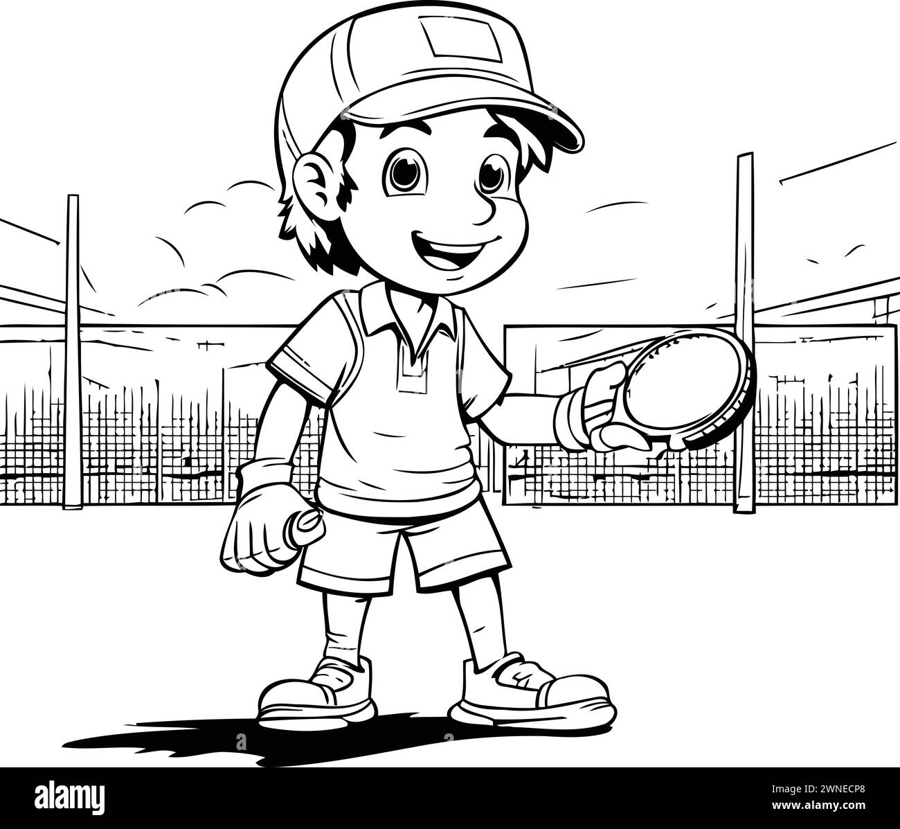 Cartoon illustration boy playing baseball hi-res stock photography and ...