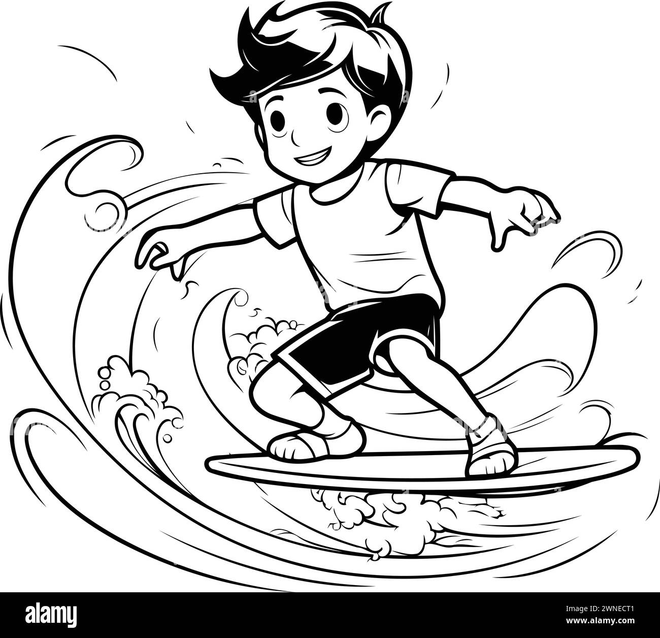 Surfing illustration book Black and White Stock Photos & Images - Alamy