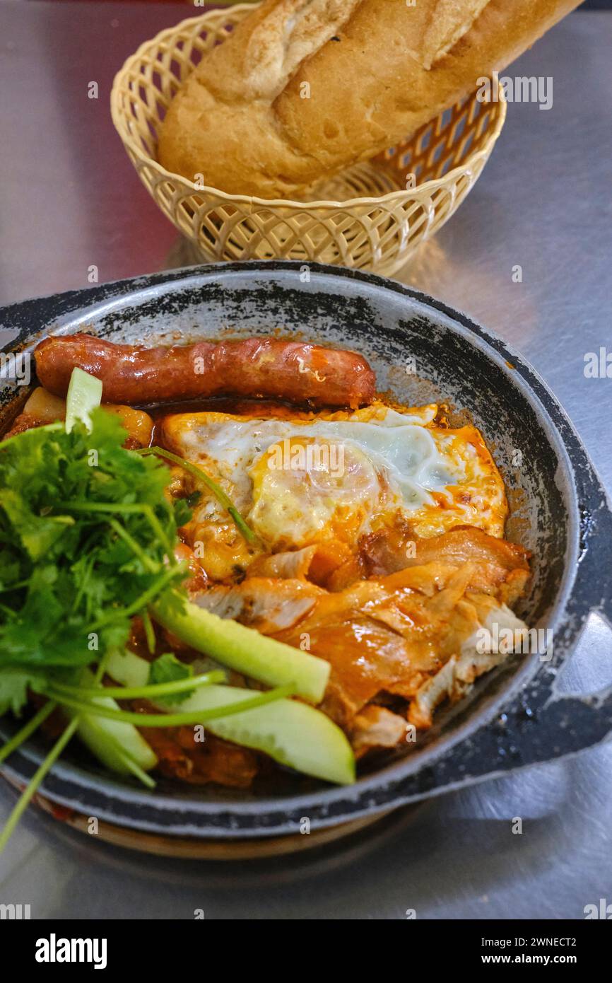 Jan 2024, Banh Mi Chao, Vietnamese baguette where the bread is served ...