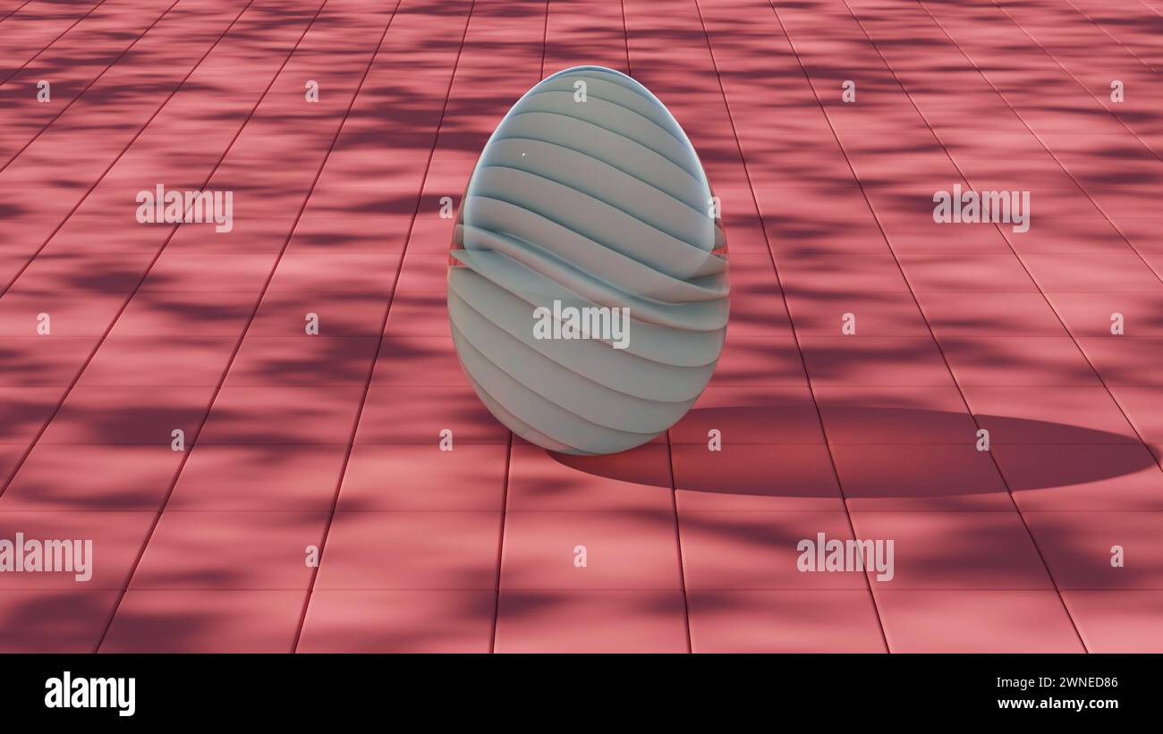 3D minimalist Easter egg design with a glass texture and retro wave ...