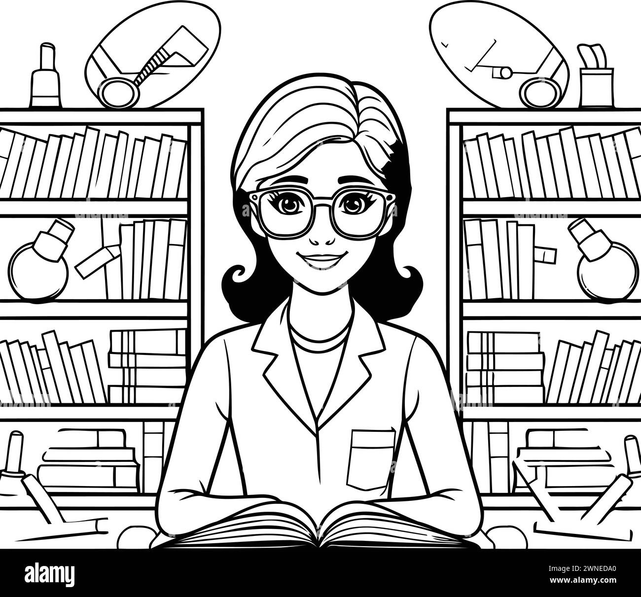 Black teacher reading in library Stock Vector Images - Alamy