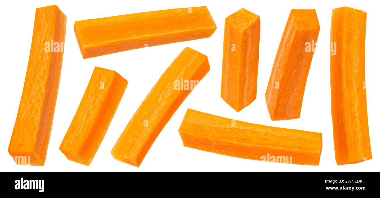 Fresh carrot sticks isolated on white background Stock Photo - Alamy