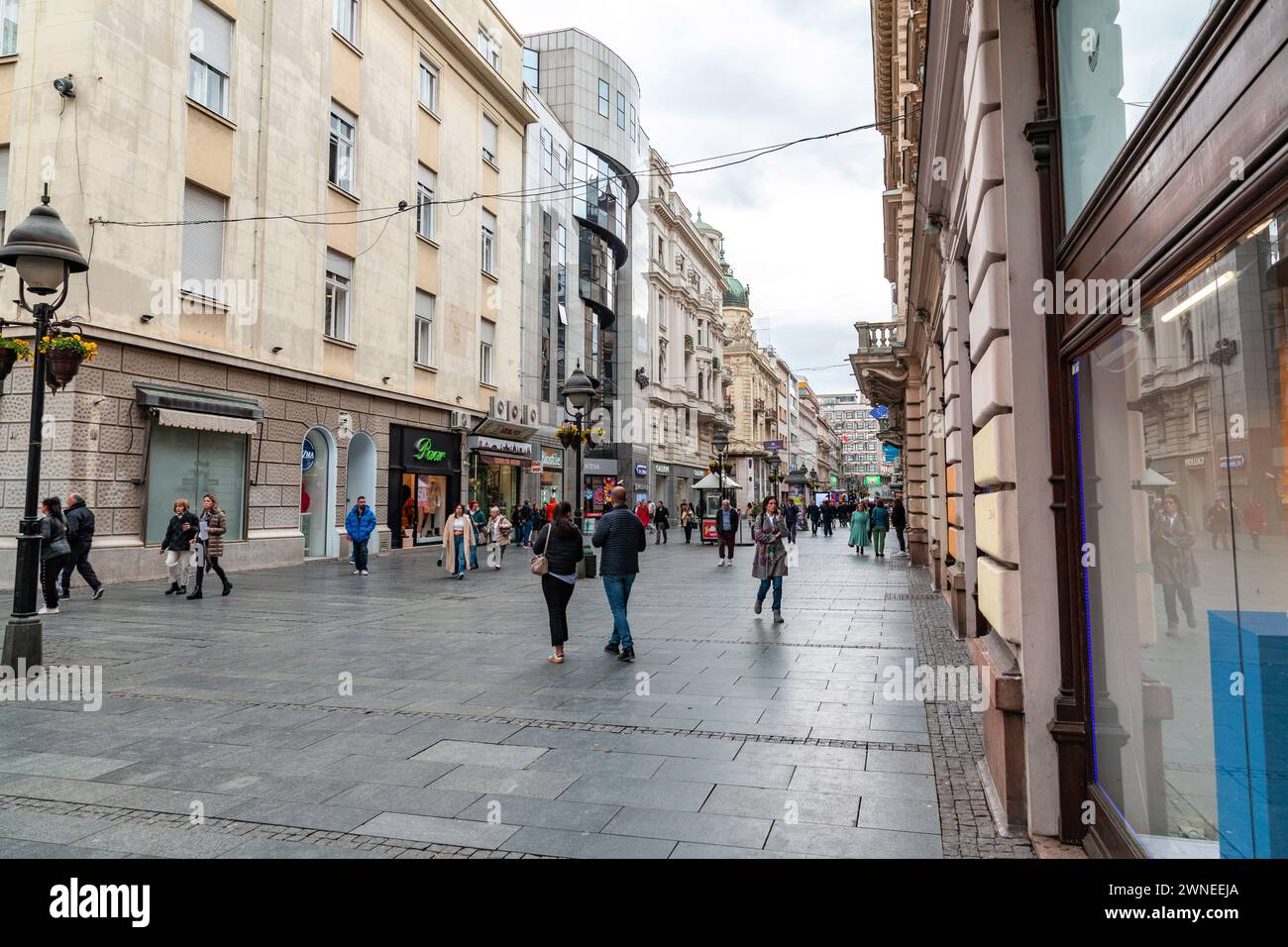 Belgrade, Serbia - 8 FEB 2024: Knez Mihailova Street is the main ...