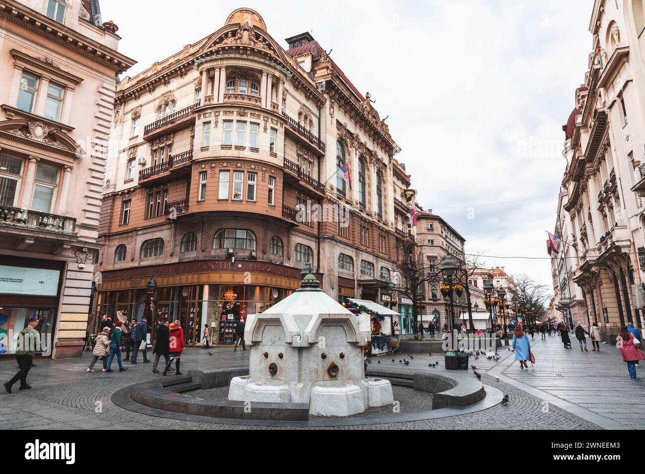 Belgrade, Serbia - 8 FEB 2024: Knez Mihailova Street is the main ...
