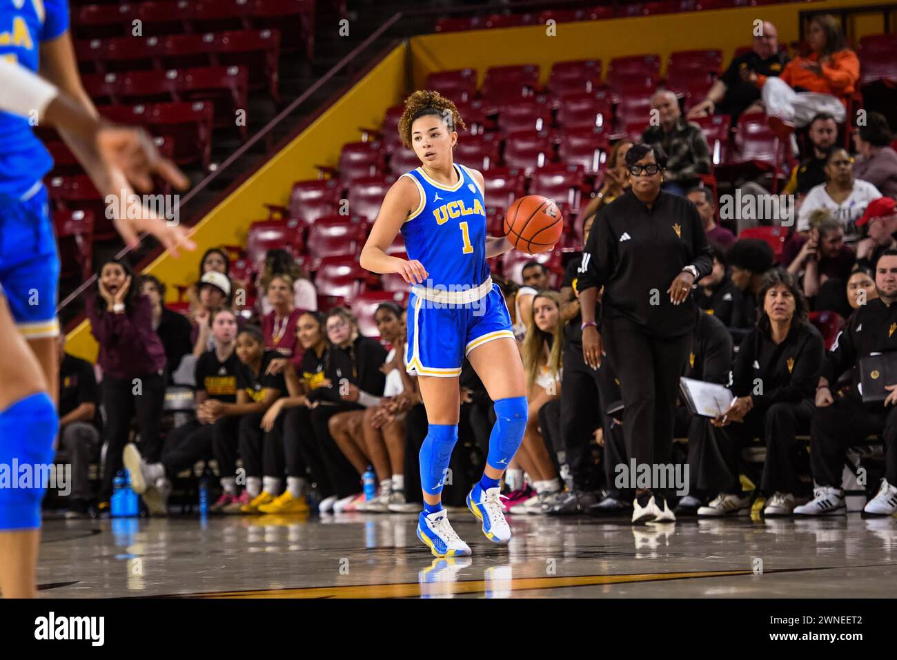 UCLA Bruins guard Kiki Rice (1) drives down court in the second half of ...