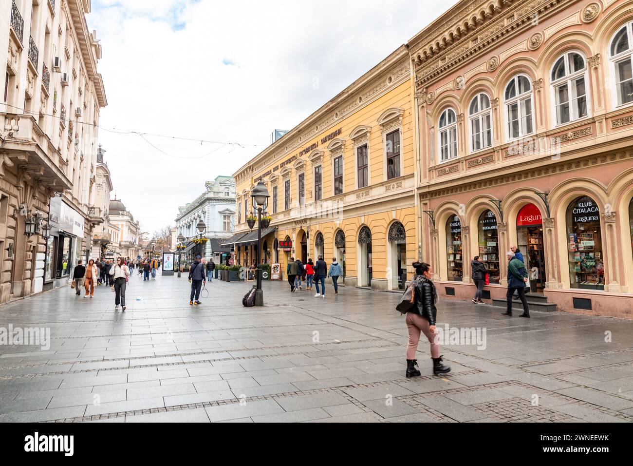Belgrade, Serbia - 8 FEB 2024: Knez Mihailova Street is the main ...