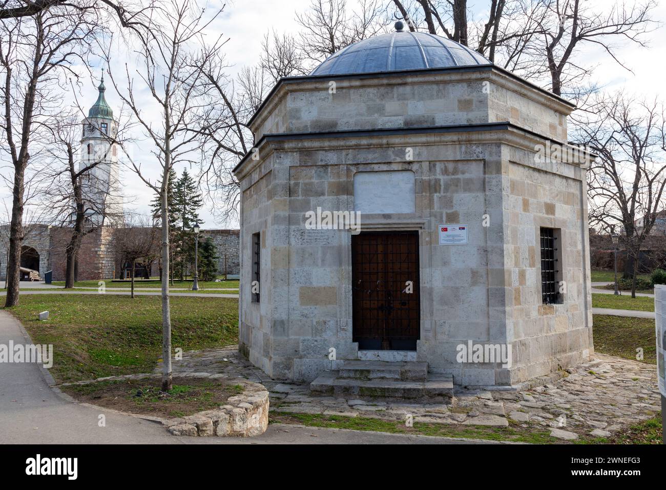Belgrade, Serbia - 8 FEB 2024: The turbeh, monumental tomb of Damat Ali ...