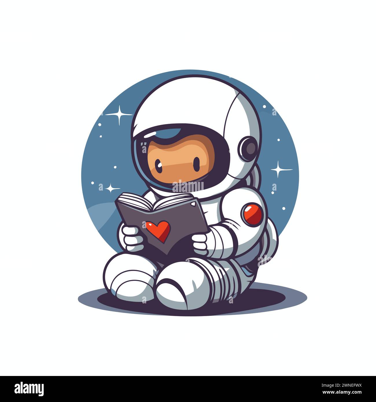 Astronaut reading a book isolated on white background. Vector ...