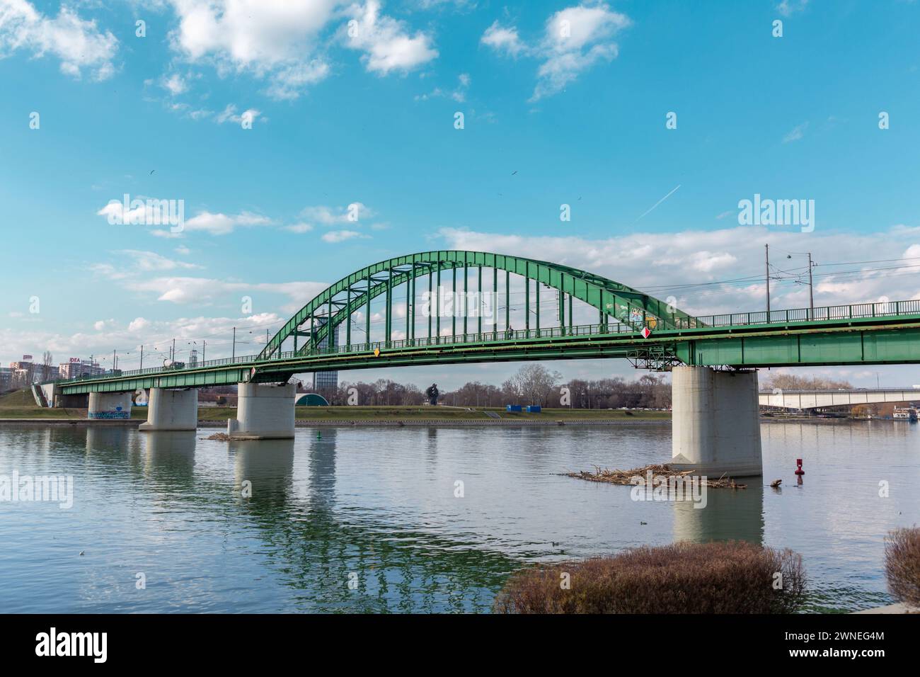 Belgrade, Serbia - 8 FEB 2024: The Old Sava Bridge is a 430 metre long ...