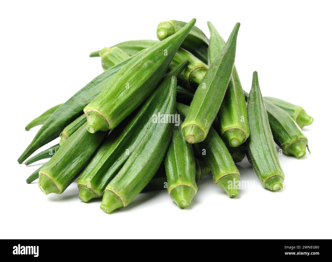 Fresh young okra isolated on white background Stock Photo - Alamy