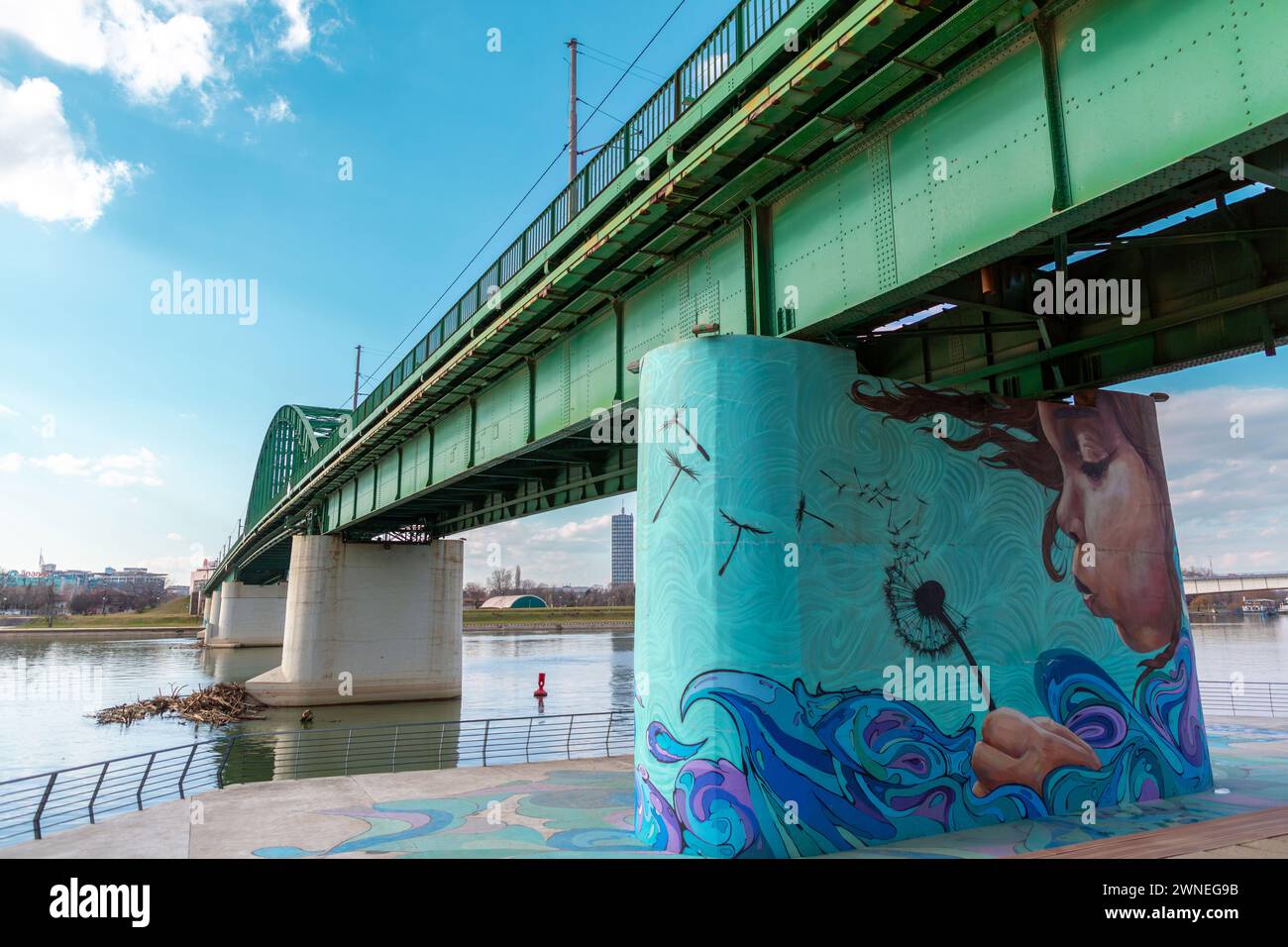 Belgrade, Serbia - 8 FEB 2024: The Old Sava Bridge is a 430 metre long ...
