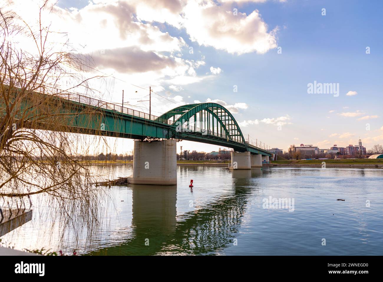 Belgrade, Serbia - 8 FEB 2024: The Old Sava Bridge is a 430 metre long ...