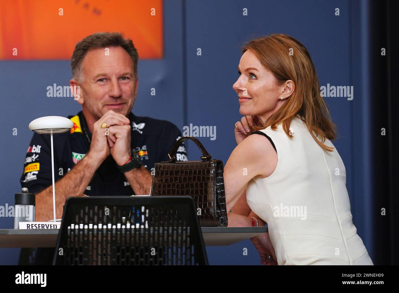 Christian and Geri Horner before the Bahrain Grand Prix at the Bahrain ...