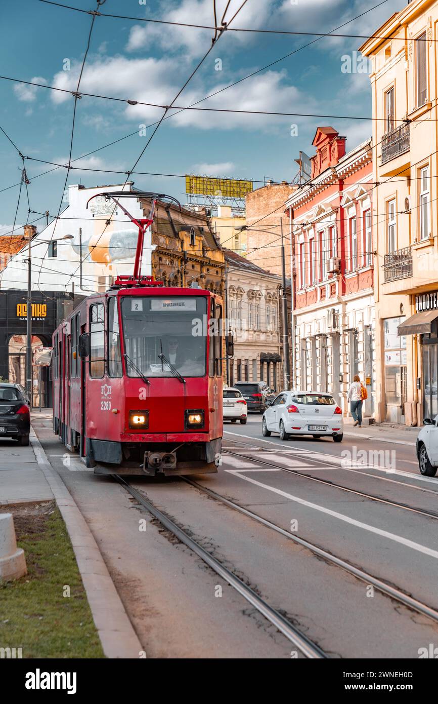 Belgrade, Serbia - 8 FEB 2024: The Belgrade tram system is a 1000 mm ...