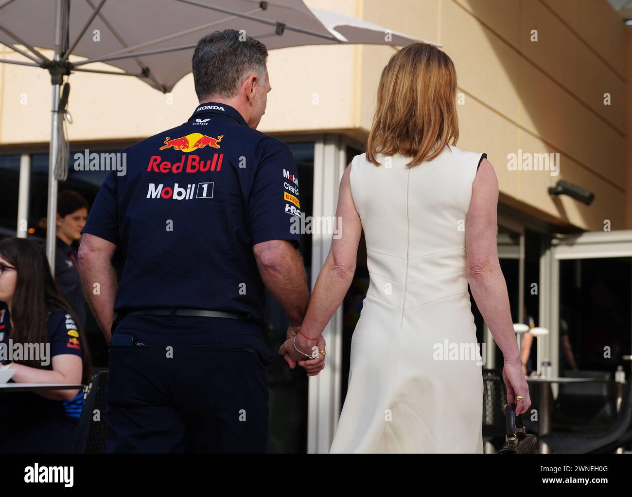 Christian and Geri Horner holding hands before the Bahrain Grand Prix ...