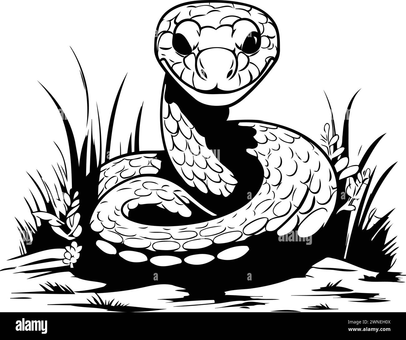 snake in the grass on a white background. vector illustration Stock ...
