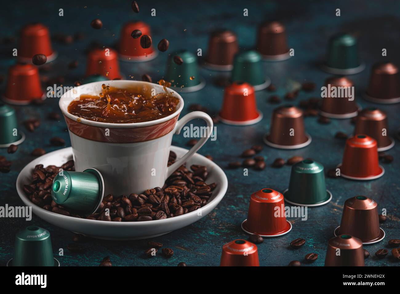 Falling coffee capsule hi-res stock photography and images - Alamy