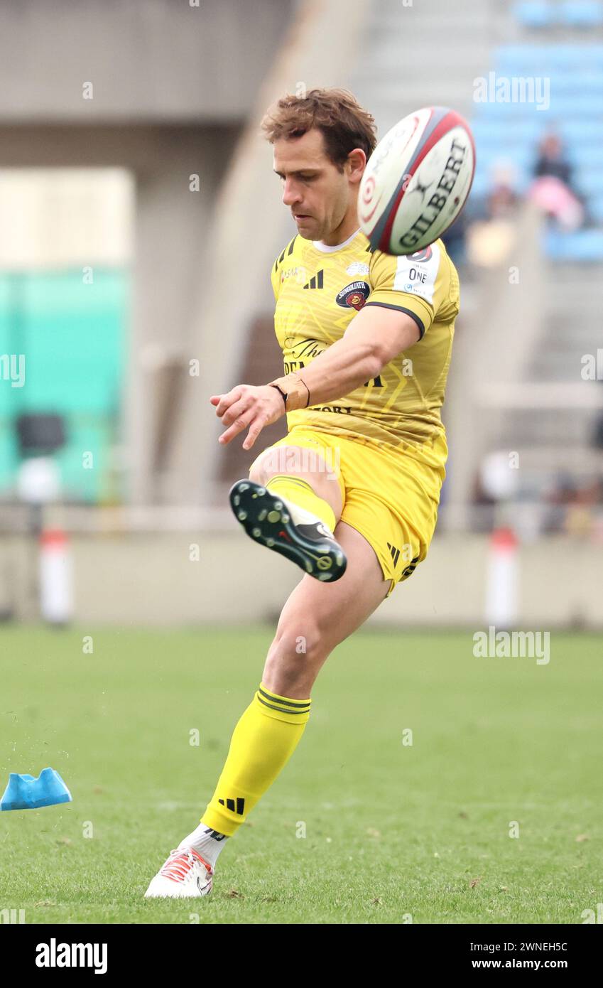 Tokyo, Japan. 2nd Mar, 2024. Tokyo Suntory Sungoliath fly half Nicholas ...
