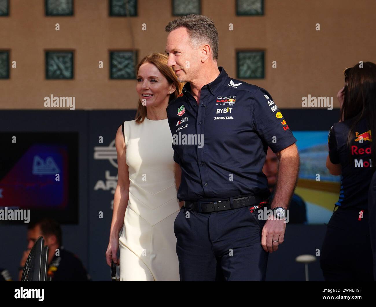 Christian and Geri Horner before the Bahrain Grand Prix at the Bahrain ...