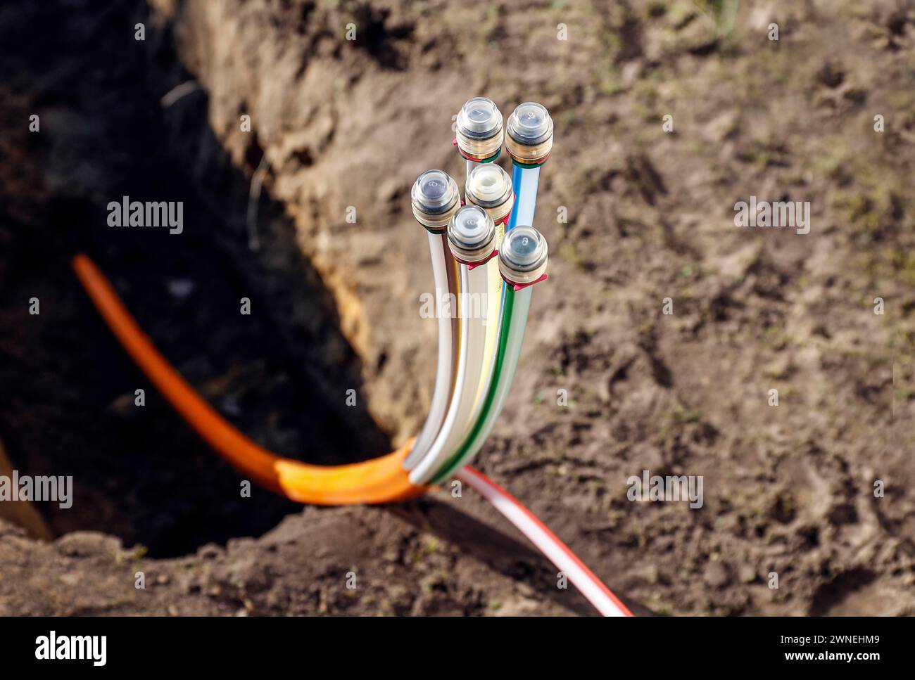 Fibre optic cable for laying at a construction site, Berlin, 29.02.2024 ...
