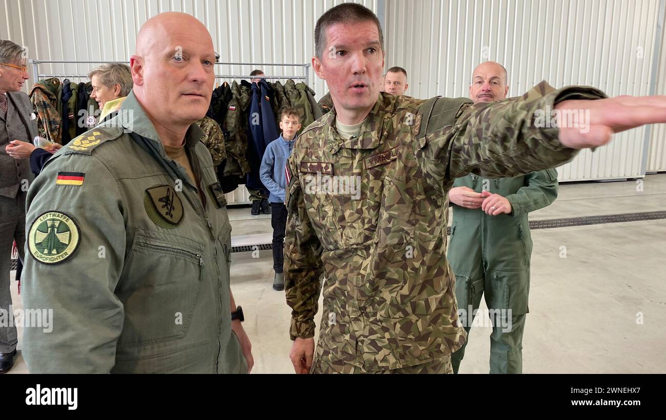 Lielvarde, Latvia. 02nd Mar, 2024. Viesturs Masulis (r), Commander of ...