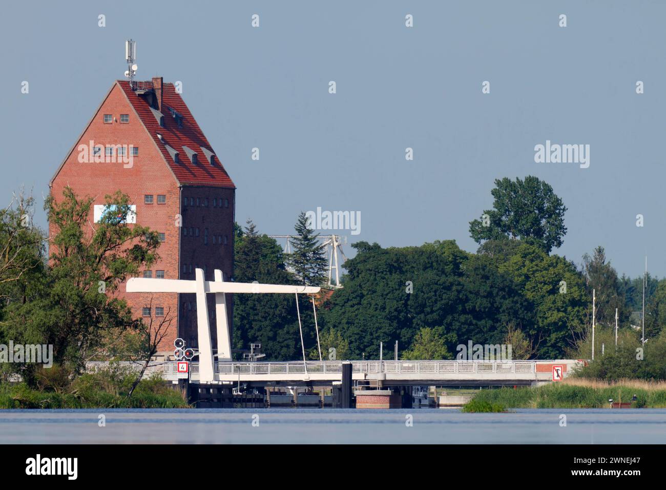 Warehouse building of the town of Loitz on the Peene with drawbridge ...