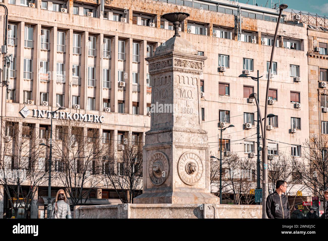 Belgrade, Serbia - 8 FEB 2024: Terazije is the central town square and ...