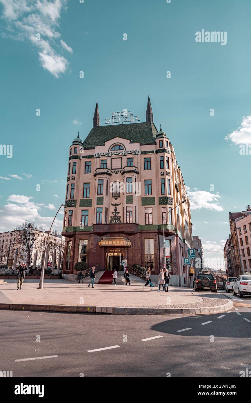 Belgrade, Serbia - 8 FEB 2024: Hotel Moskva is a four star hotel in ...
