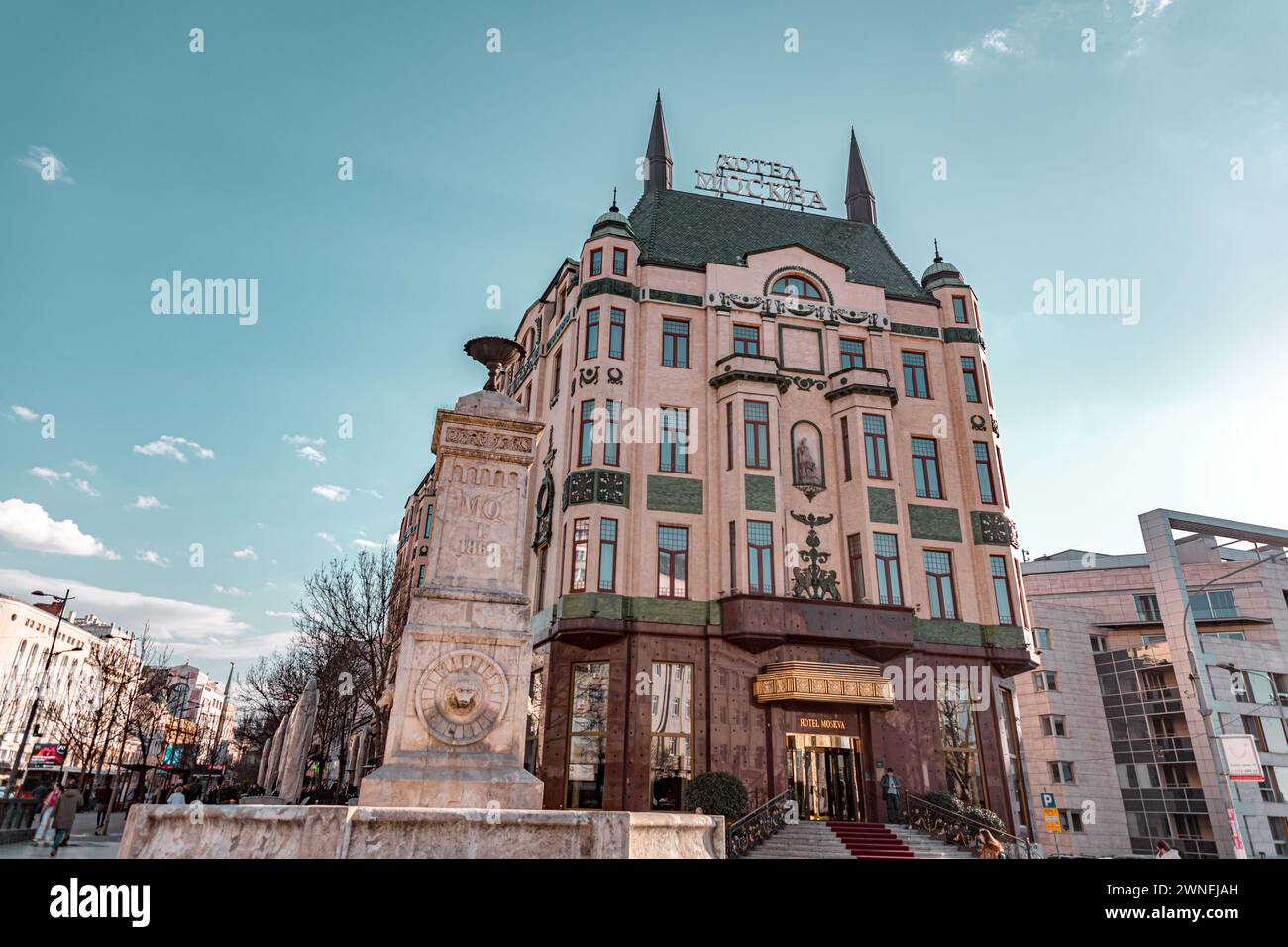 Belgrade, Serbia - 8 FEB 2024: Hotel Moskva is a four star hotel in ...
