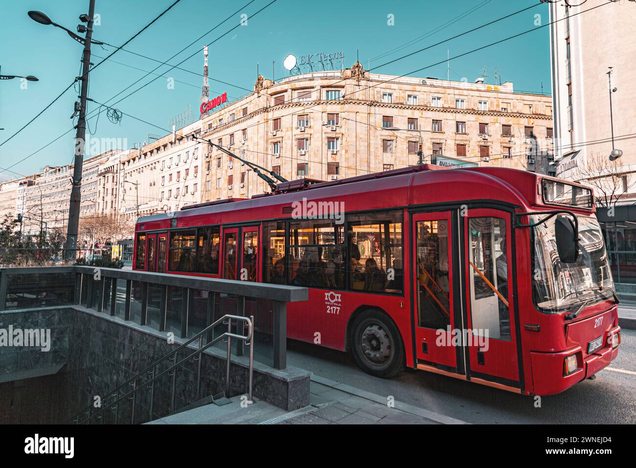 Belgrade, Serbia - 8 FEB 2024: The Belgrade tram system is a 1000 mm ...