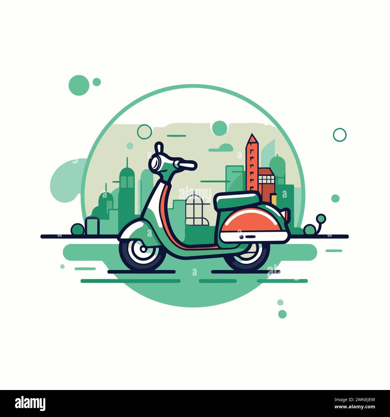 Modern scooter flat vector illustration. City scooter line icon Stock ...