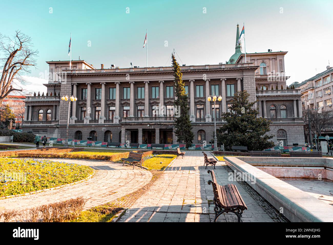 Belgrade, Serbia - 8 FEB 2024: The Old Palace, Stari Dvor in front of ...