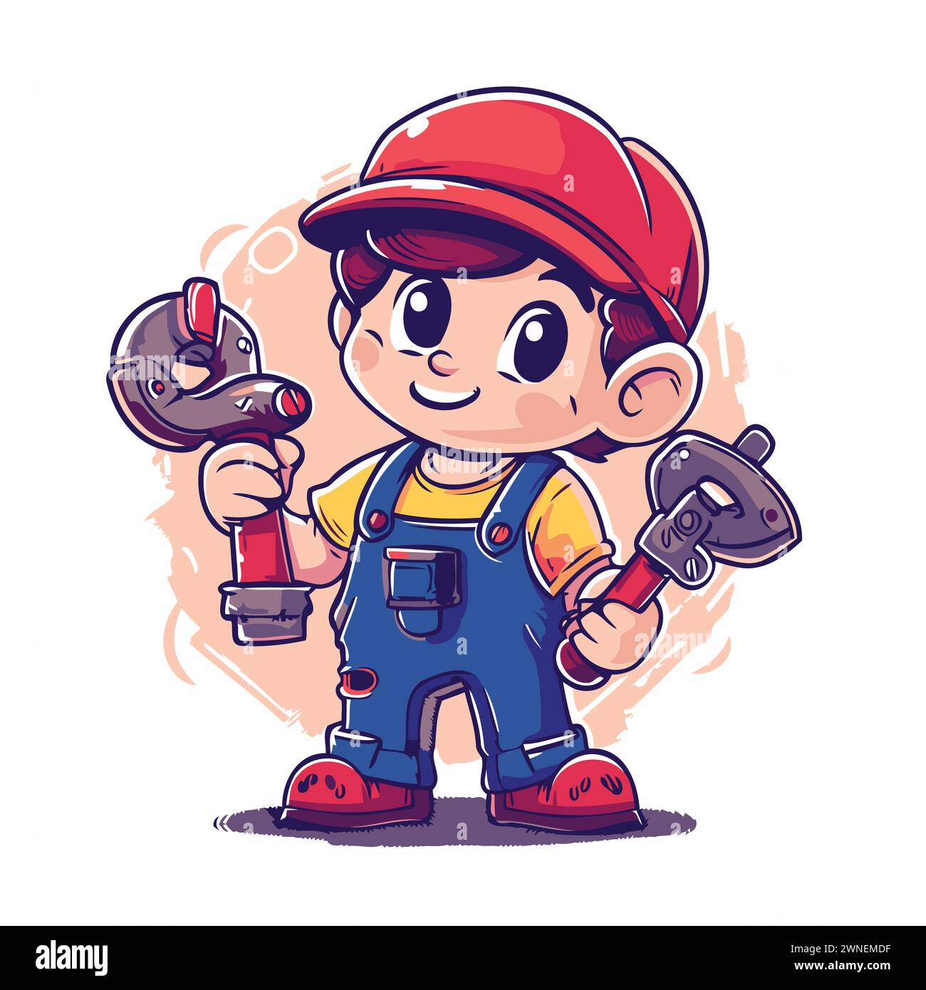 Professional repairman cartoon character tools hi-res stock photography ...