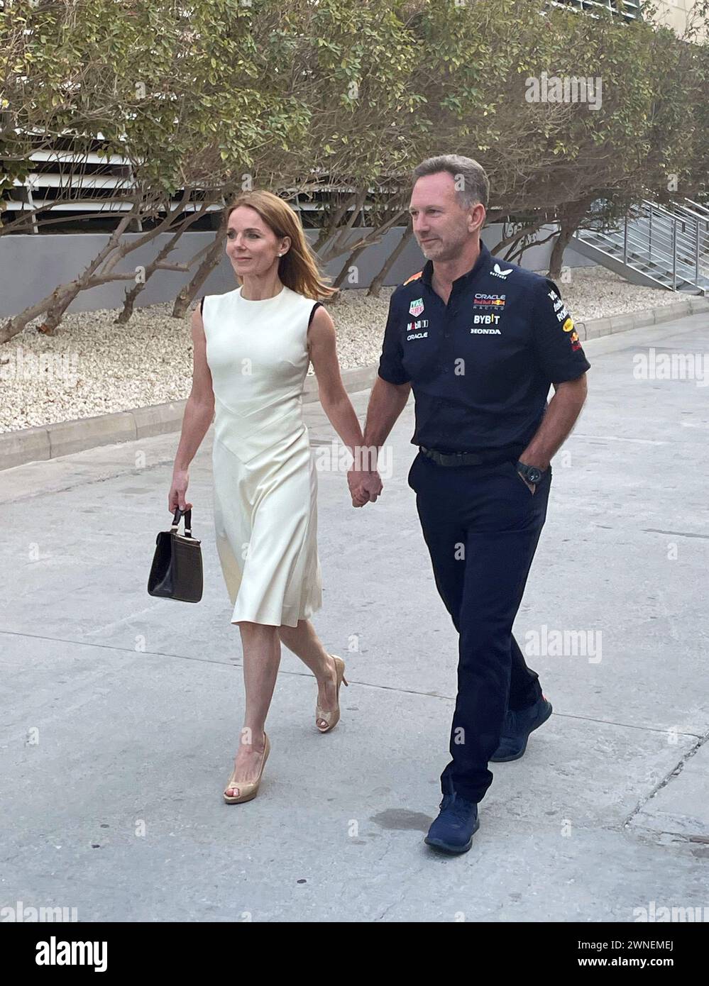 Christian and Geri Horner before the Bahrain Grand Prix at the Bahrain ...