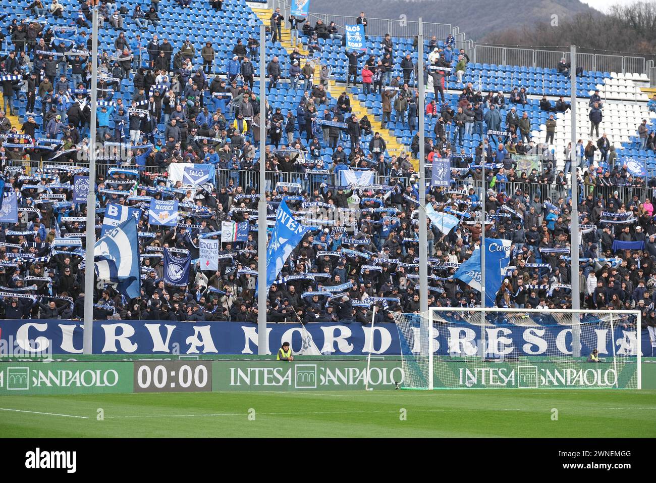 Brescia, Italy. 02nd Mar, 2024. Supporters of Brescia Calcio FC during ...