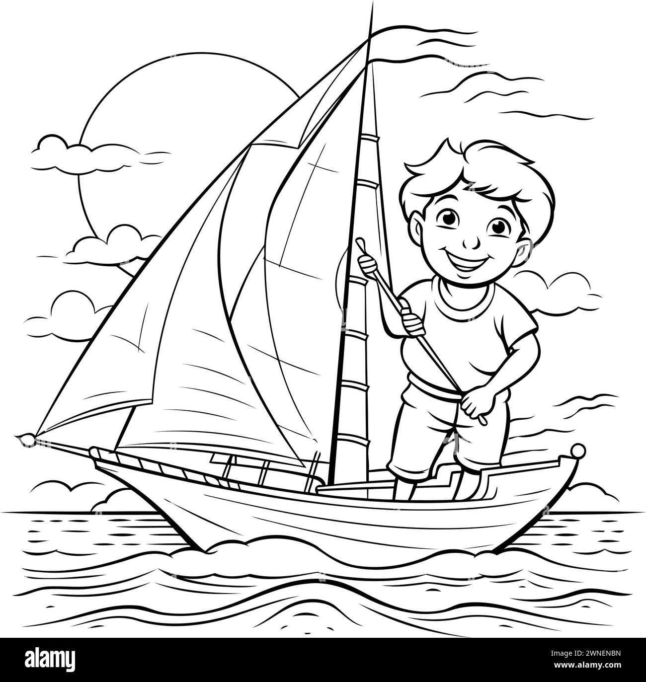 Sailboat coloring page Cut Out Stock Images & Pictures - Alamy