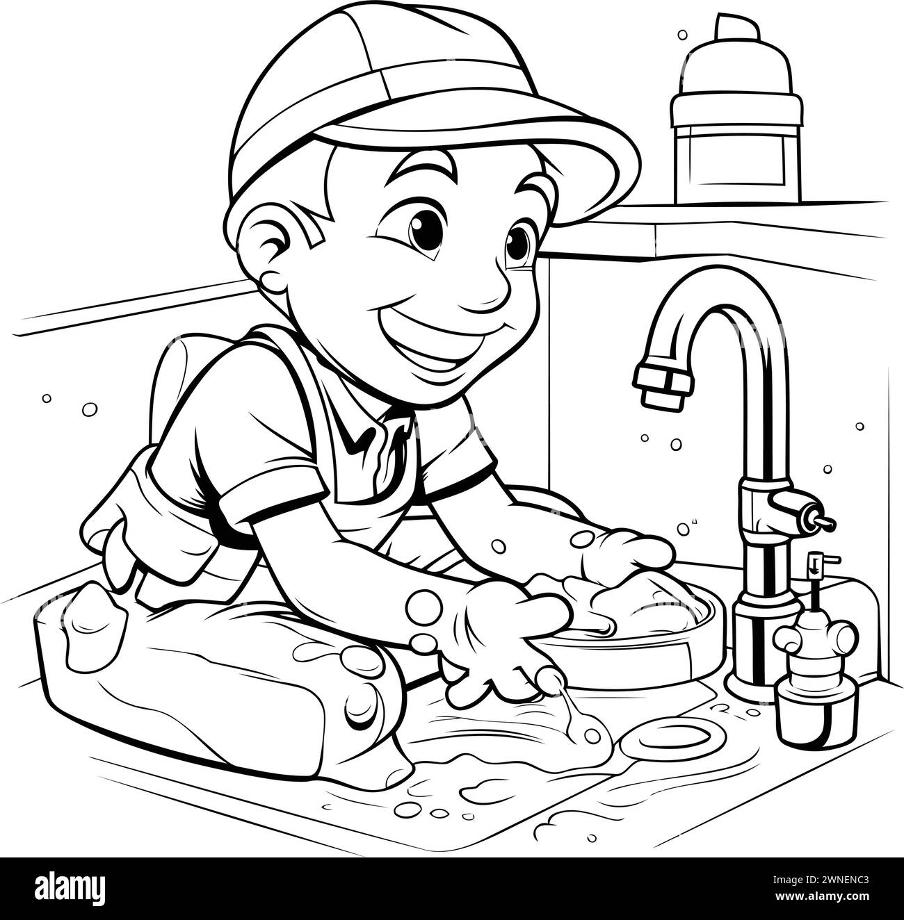 Washing hands drawing Black and White Stock Photos & Images - Alamy