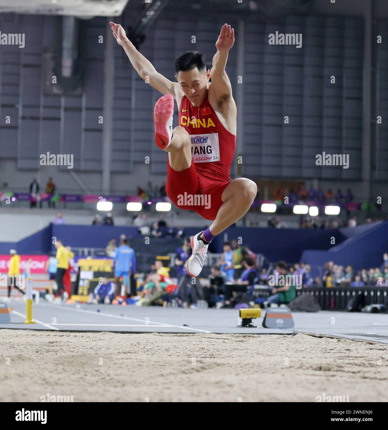 Glasgow, Britain. 2nd Mar, 2024. Wang Jianan of China competes during ...